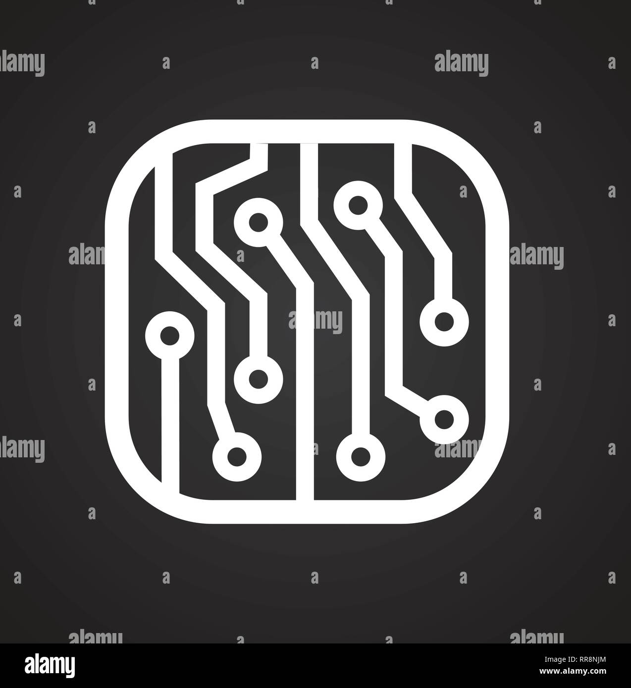 Electronic circuit icon on black background for graphic and web design ...