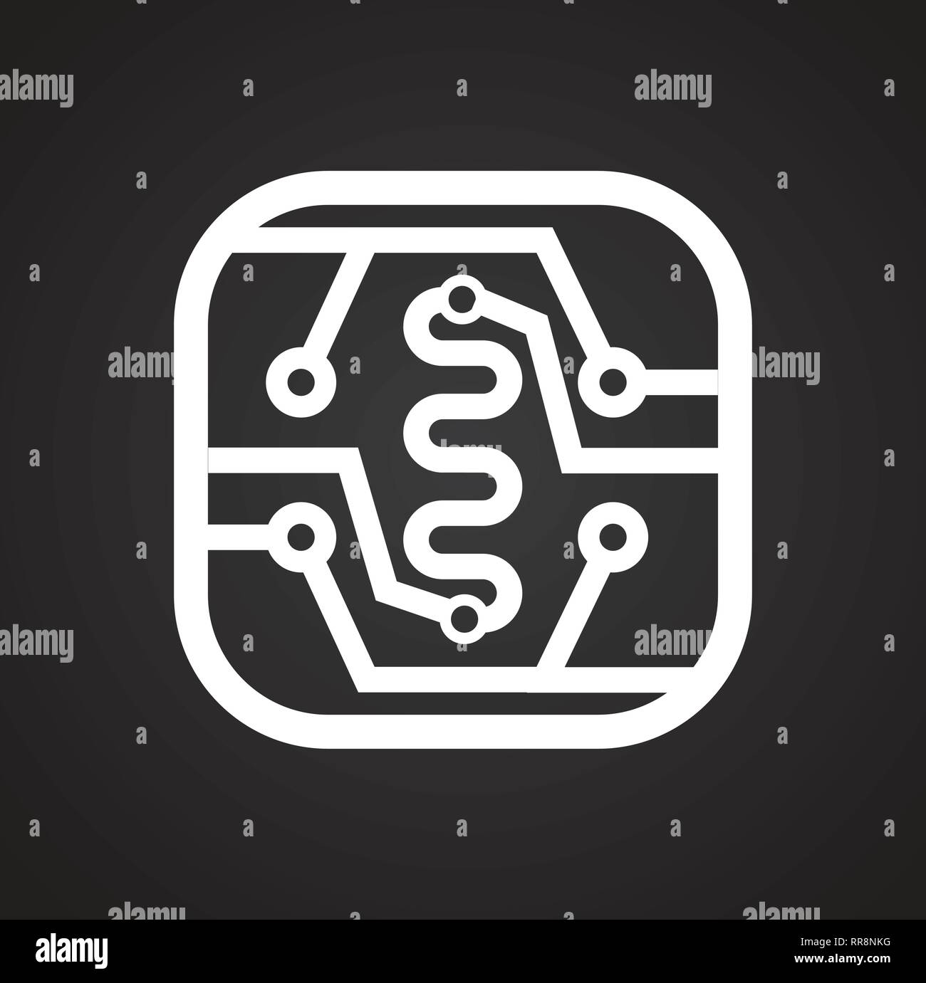 Electronic circuit icon on black background for graphic and web design ...