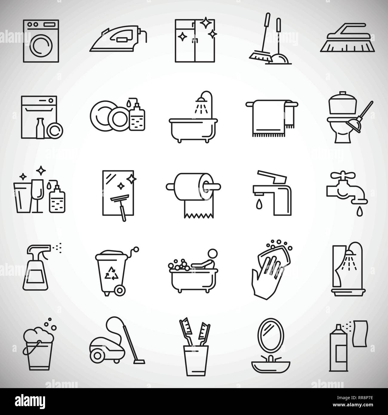 Cleaning icon set on white background for graphic and web design ...