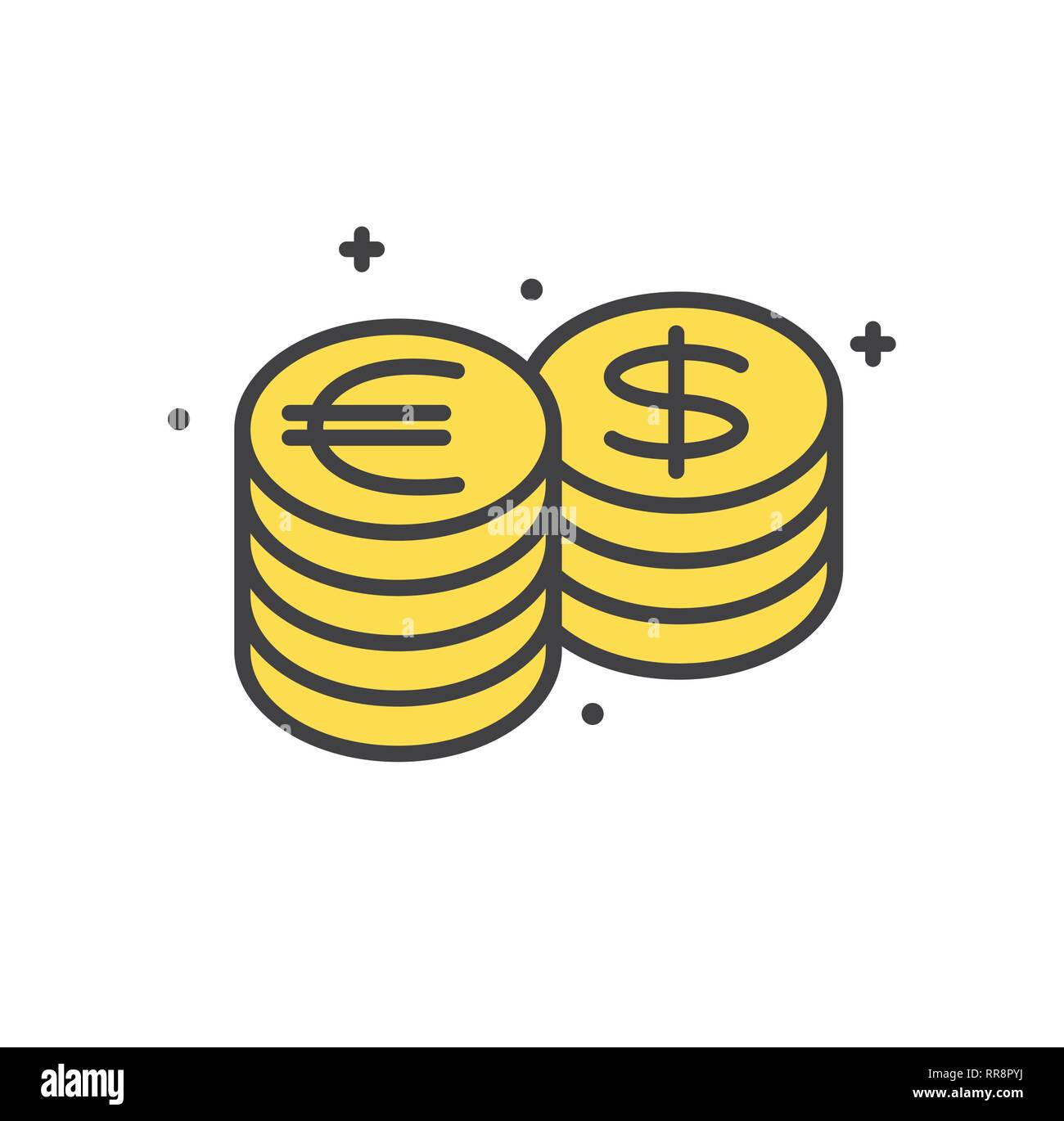 Coins line icon on white background for graphic and web design, Modern ...