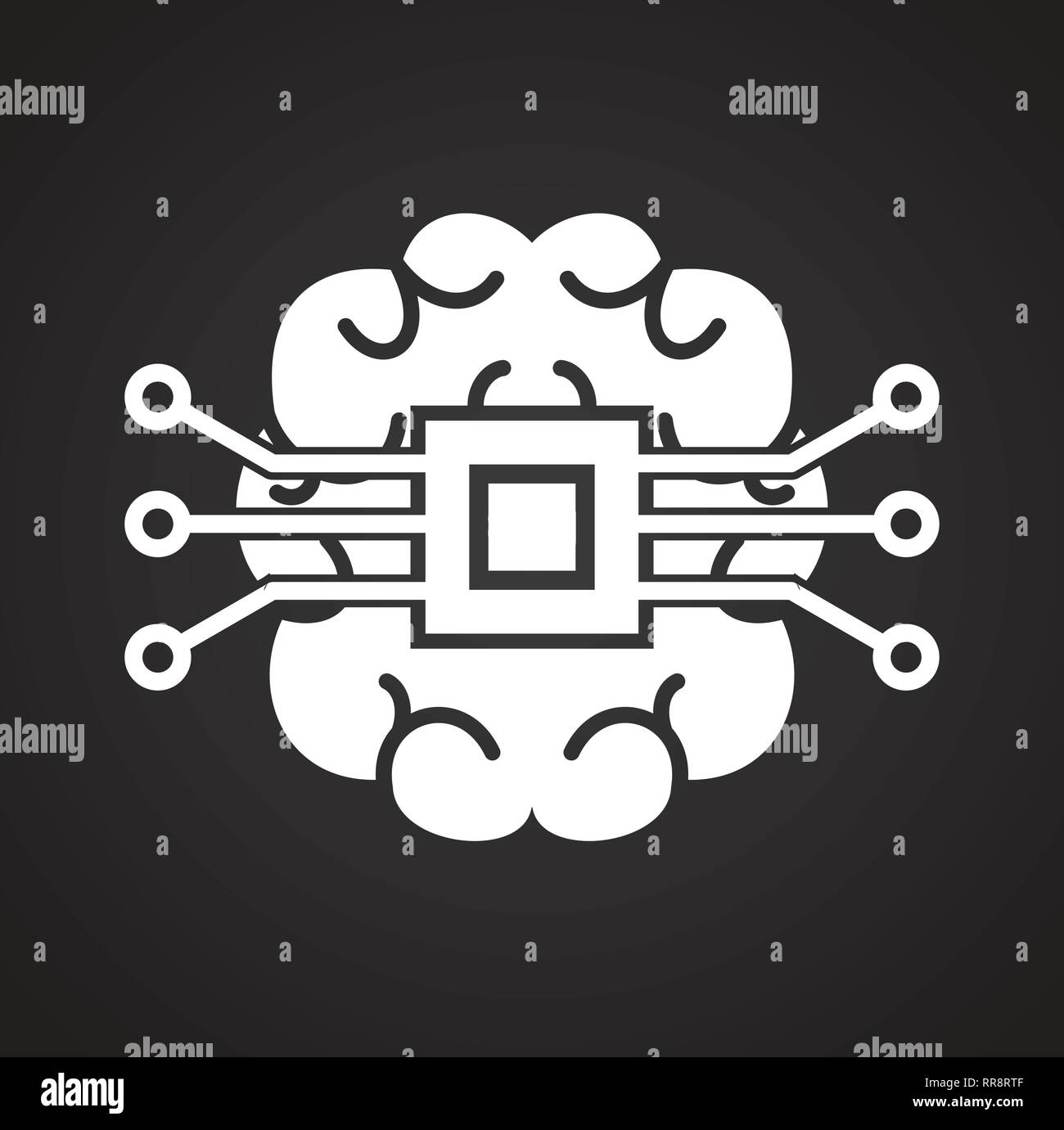 Brain cloud storage icon on black background for graphic and web design ...
