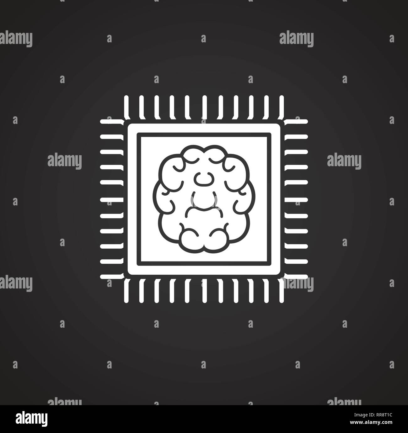 Brain cloud storage icon on black background for graphic and web design ...