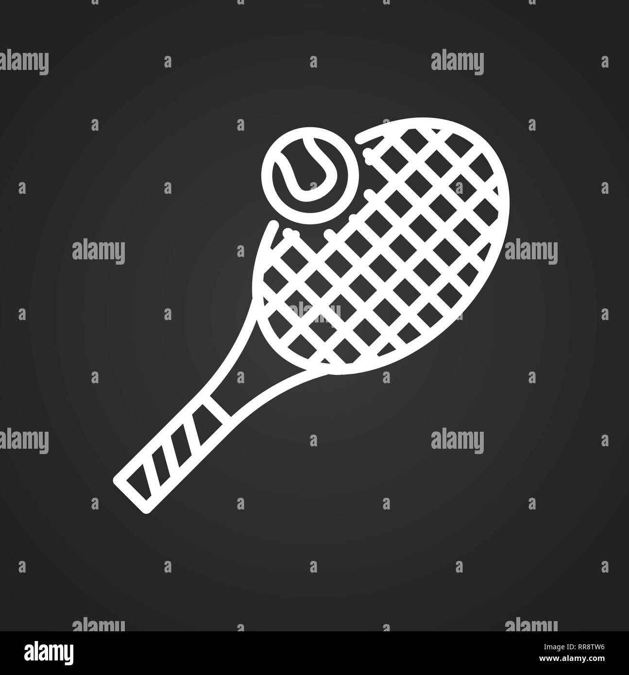 Tennis line icon on black background for graphic and web design, Modern ...