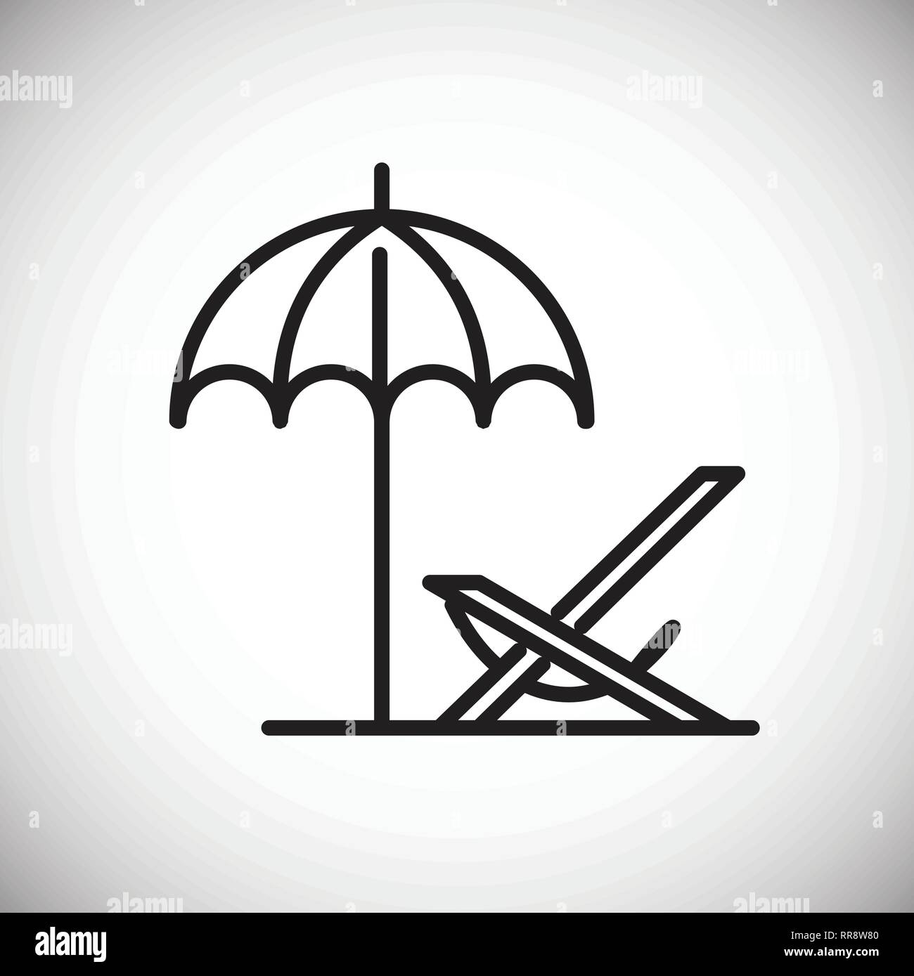 Beach deckchair line icon on white background for graphic and web ...