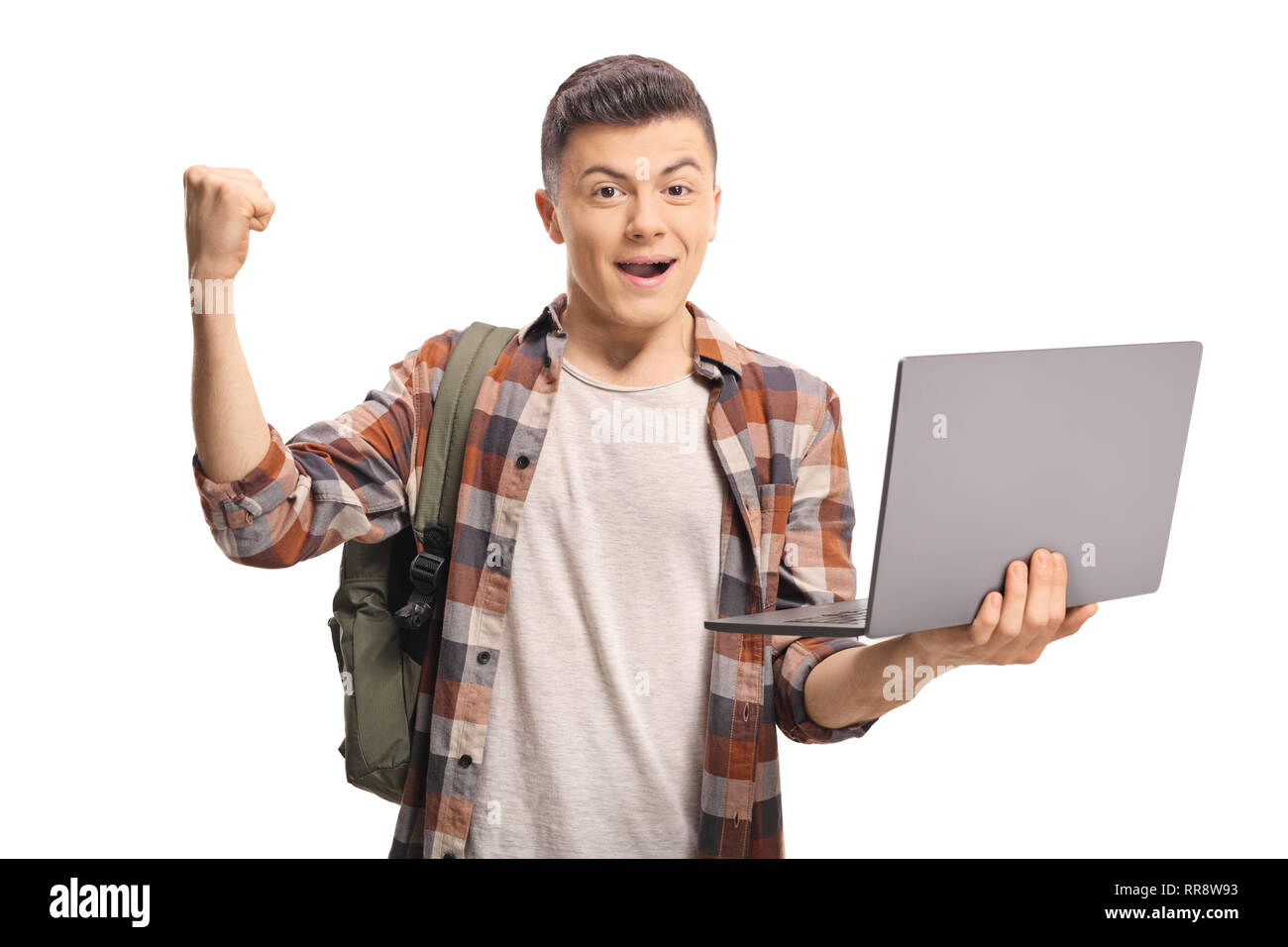 Handsome teen smiling boy laptop hi-res stock photography and images ...