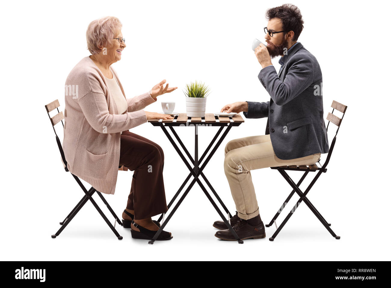 Old man conversation cafe elderly hi-res stock photography and images ...