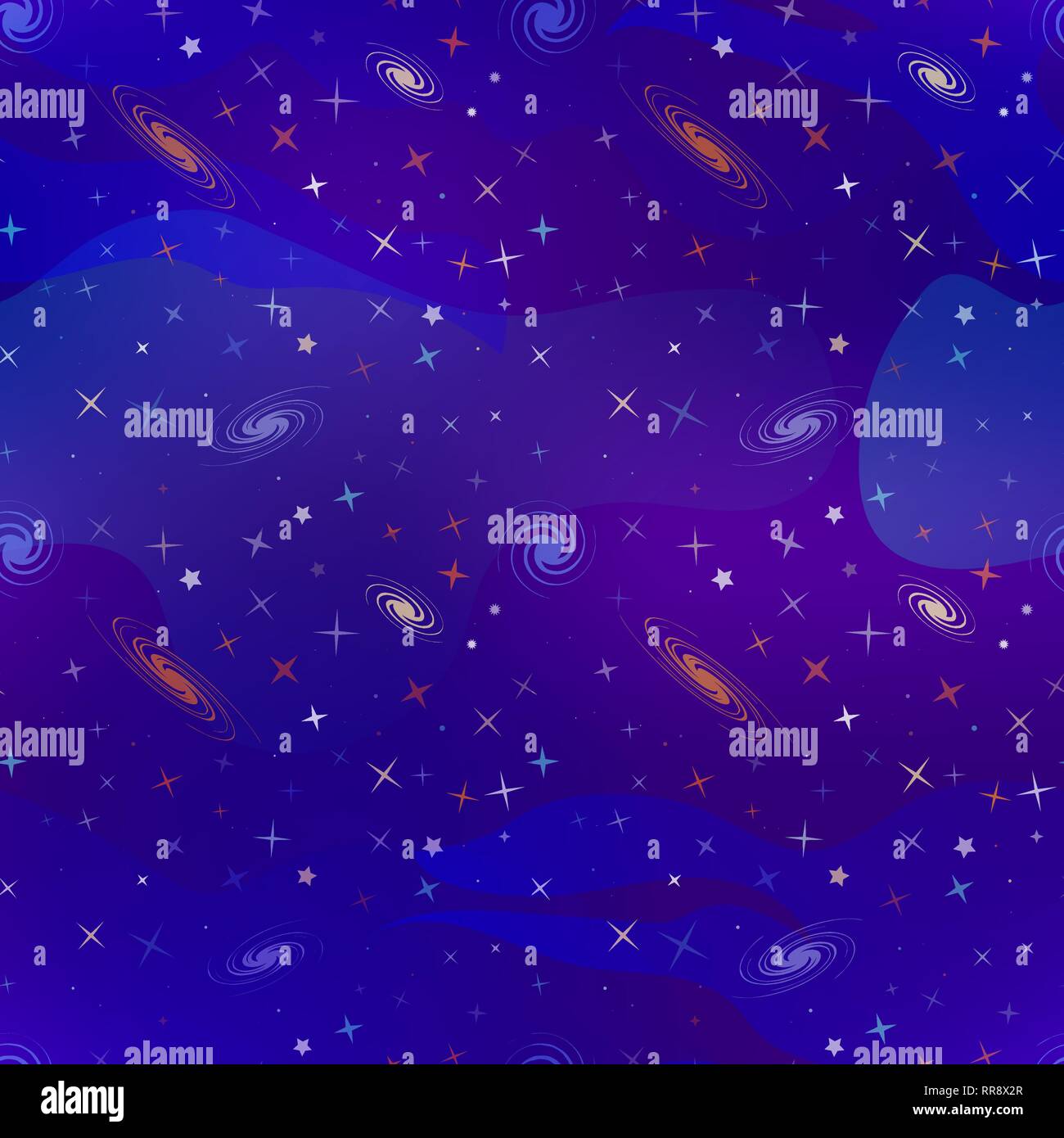 Bright cartoon deep space background with lots of colorful stars and ...