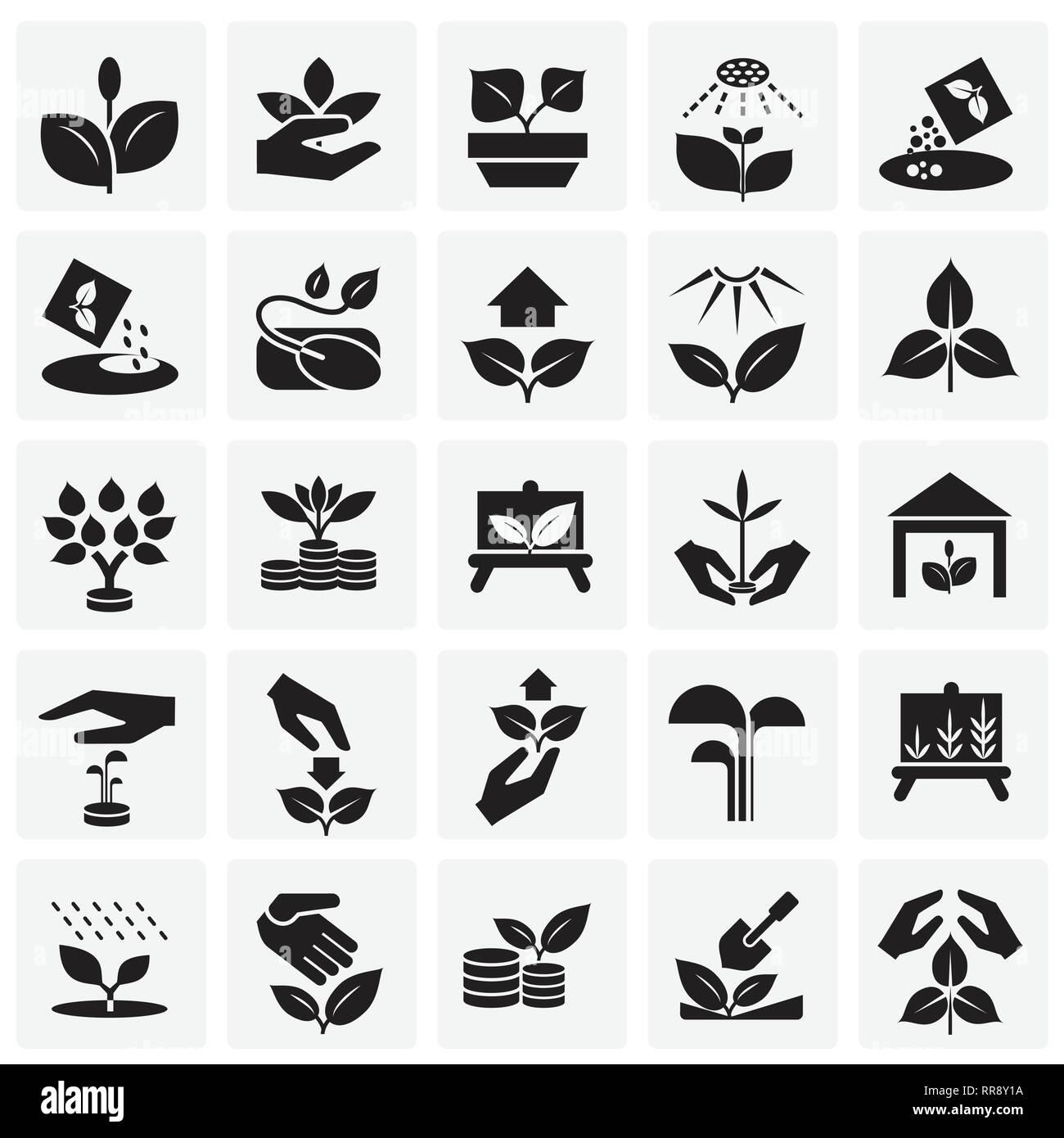 Grow icons set on squares background for graphic and web design, Modern ...