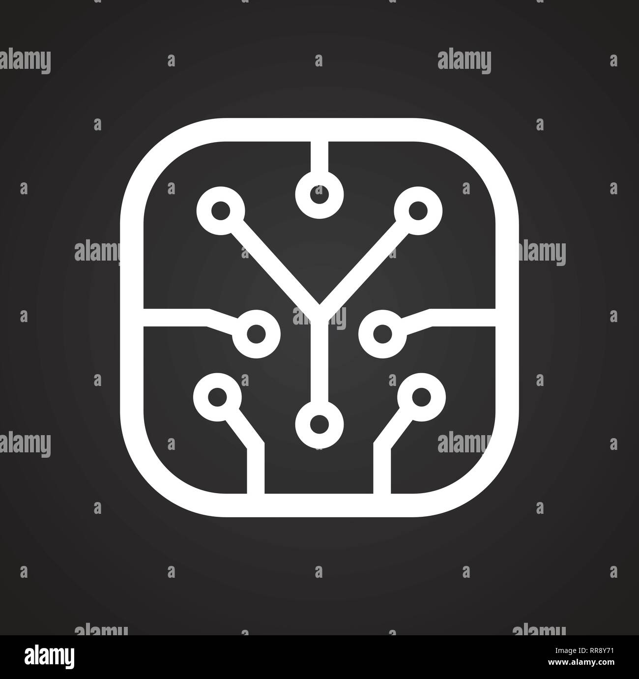Electronic circuit icon on black background for graphic and web design ...