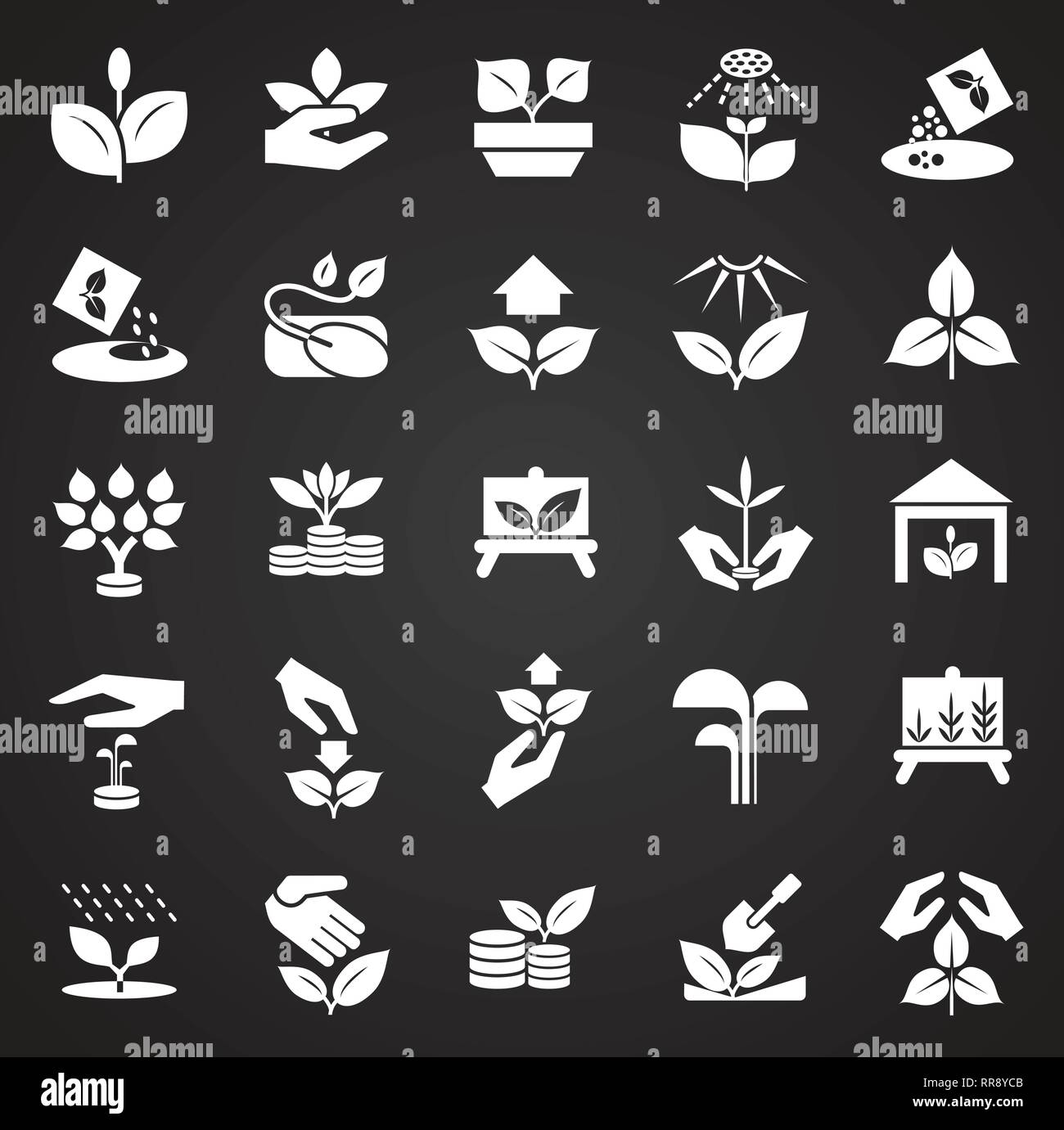 Grow icons set on black background for graphic and web design, Modern ...
