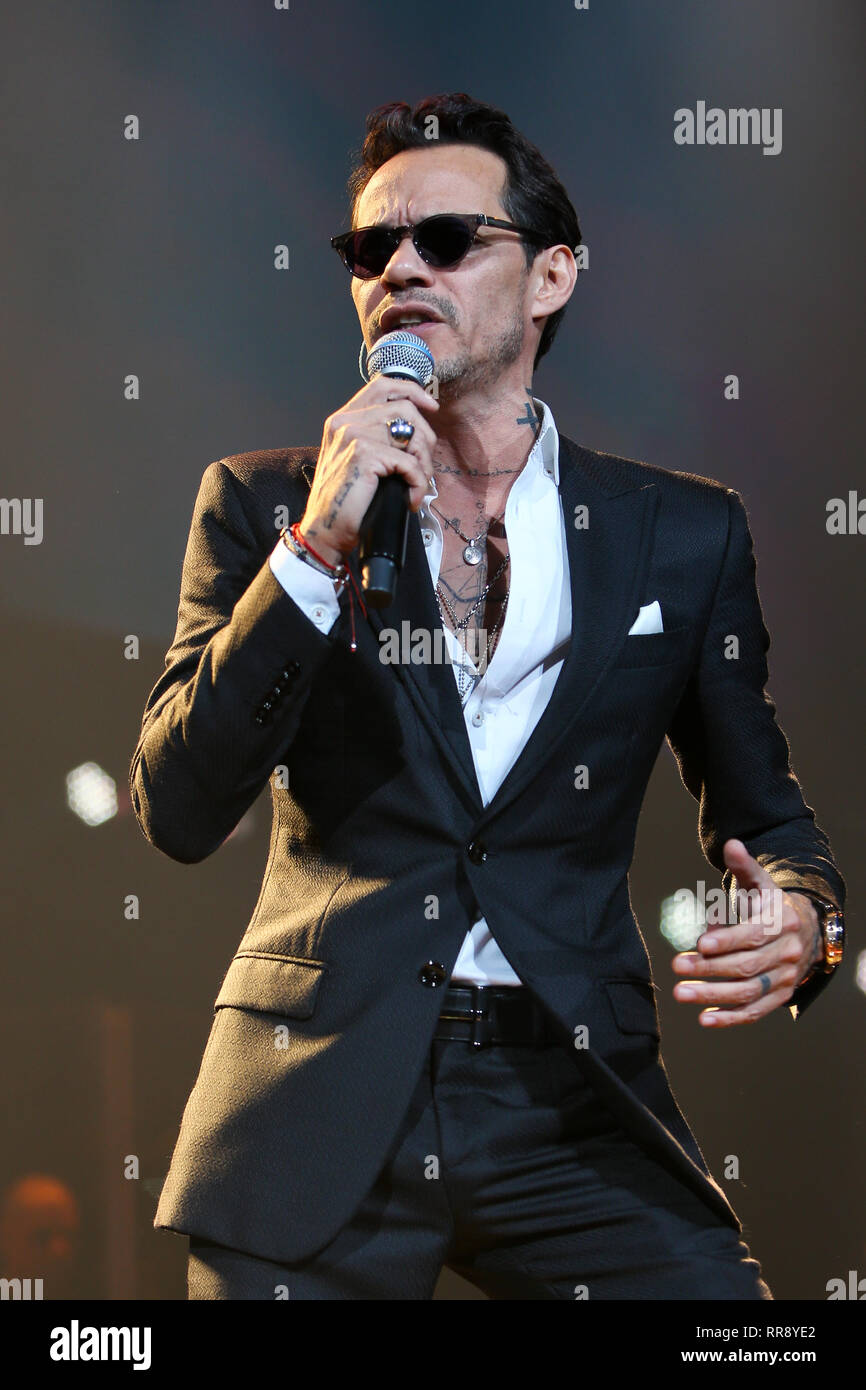 UNIONDALE, NY - FEB 23: Singer Marc Anthony performs in concert at NYCB ...