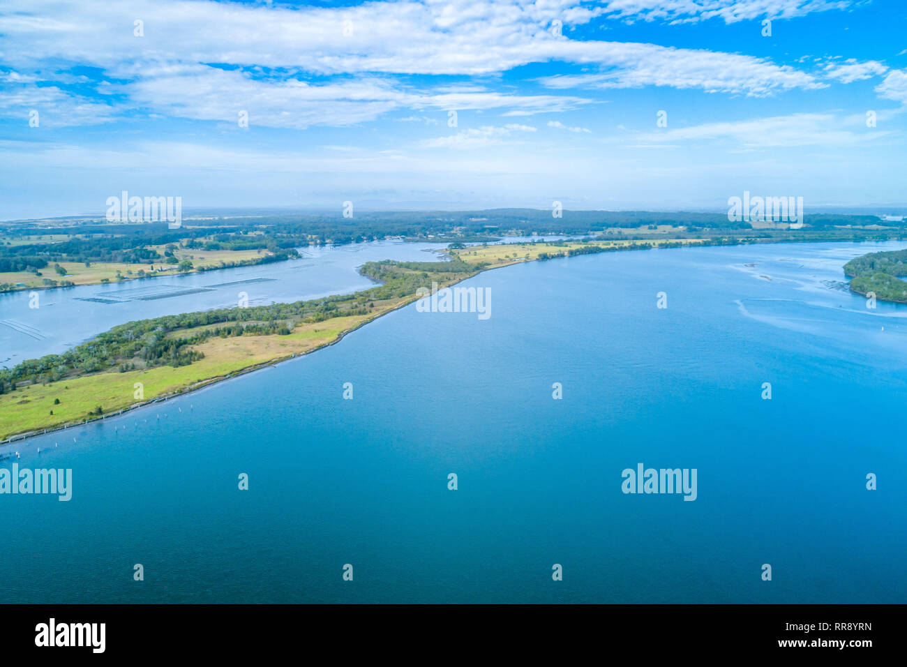 Manning River and countryside - aerial landscape with copy space Stock ...