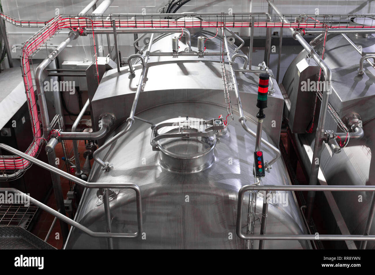 Steel tanks or vats , pipe lines and other equipment tool in plant ...