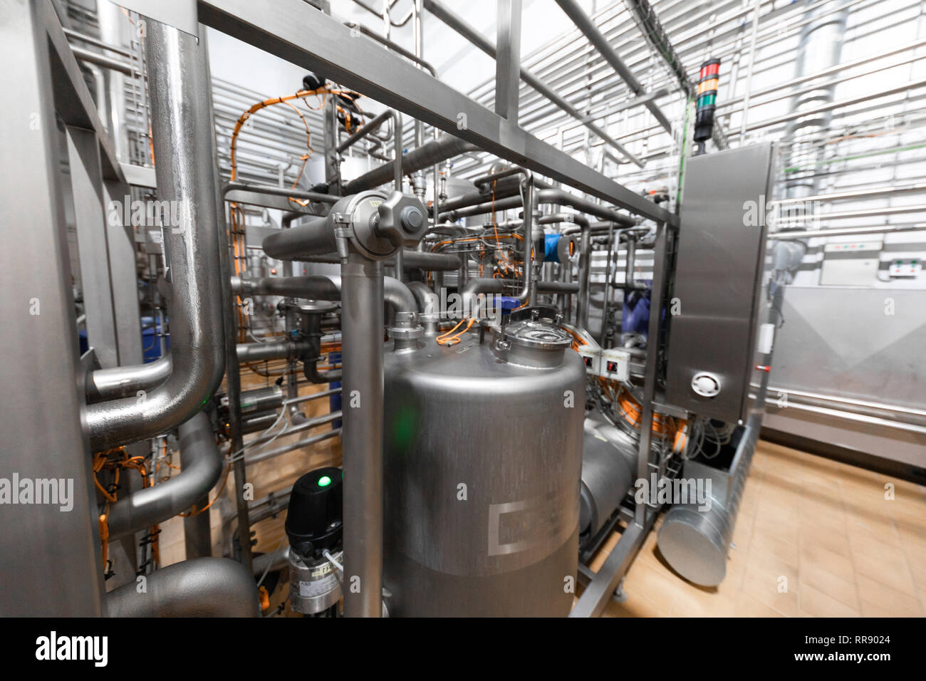 Steel tanks or vats , pipe lines and other equipment tool in plant ...