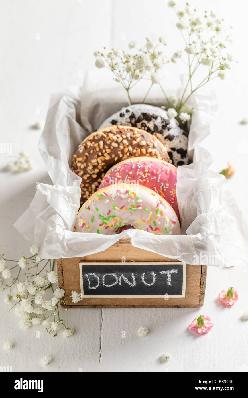 Sweet and fresh donuts ready to eat Stock Photo - Alamy