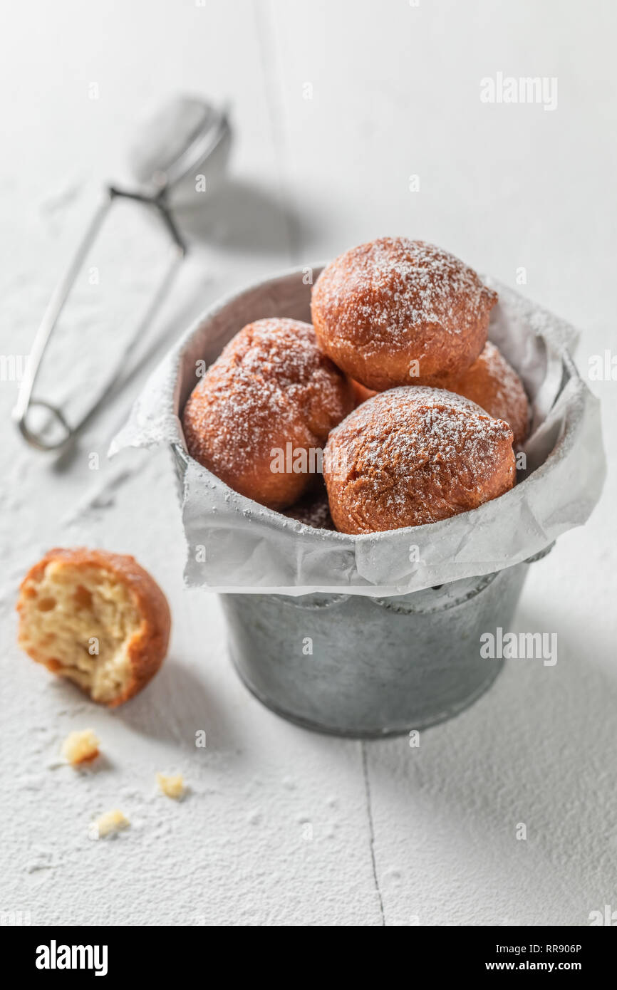Homemade mini doughnuts hot and freshly baked Stock Photo - Alamy