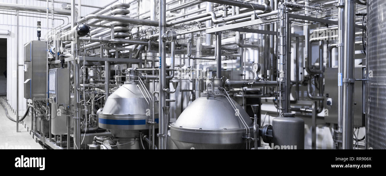 Steel tanks or vats , pipe lines and other equipment tool in plant ...