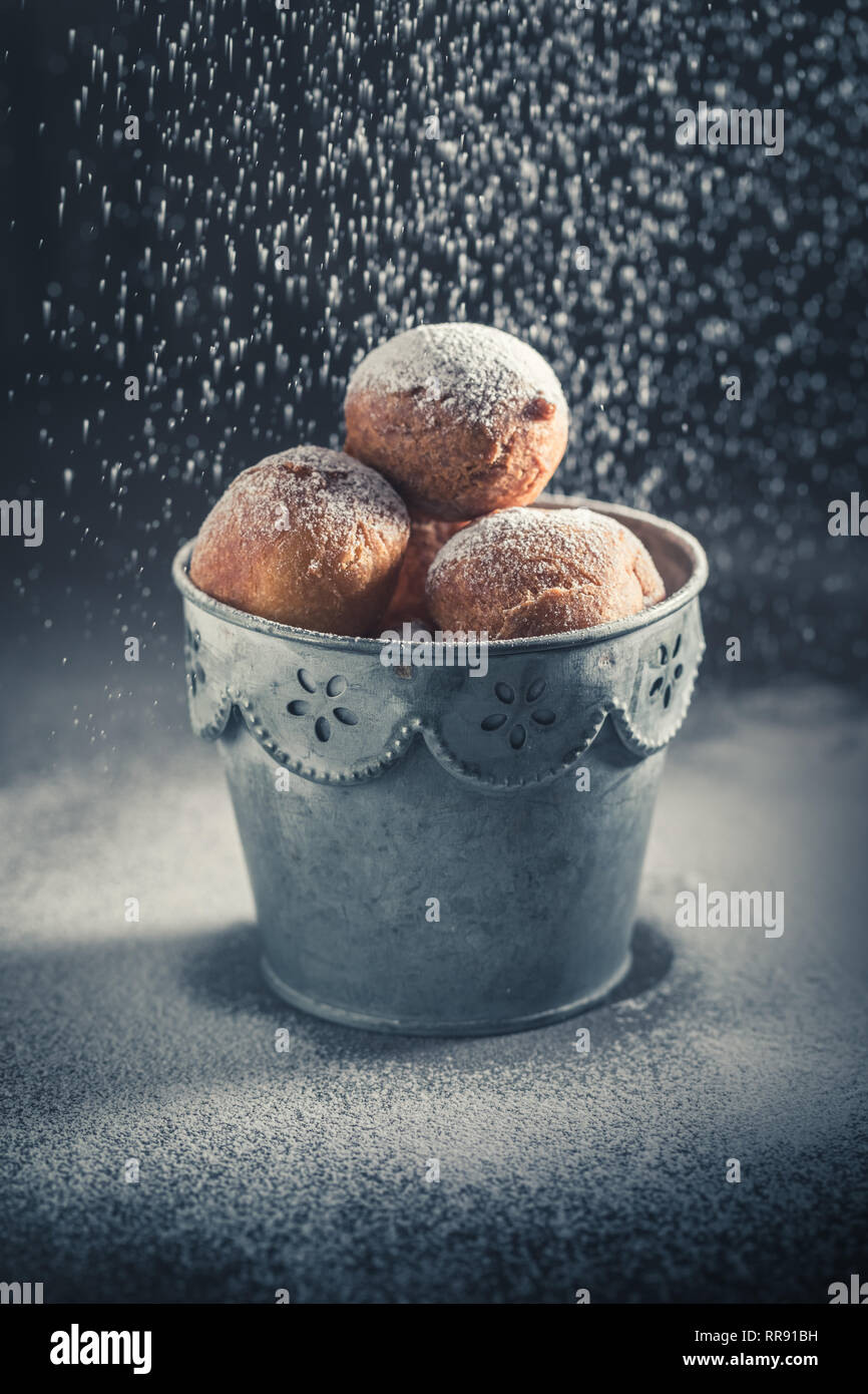 Tasty and homemade mini doughnuts hot and freshly baked Stock Photo - Alamy