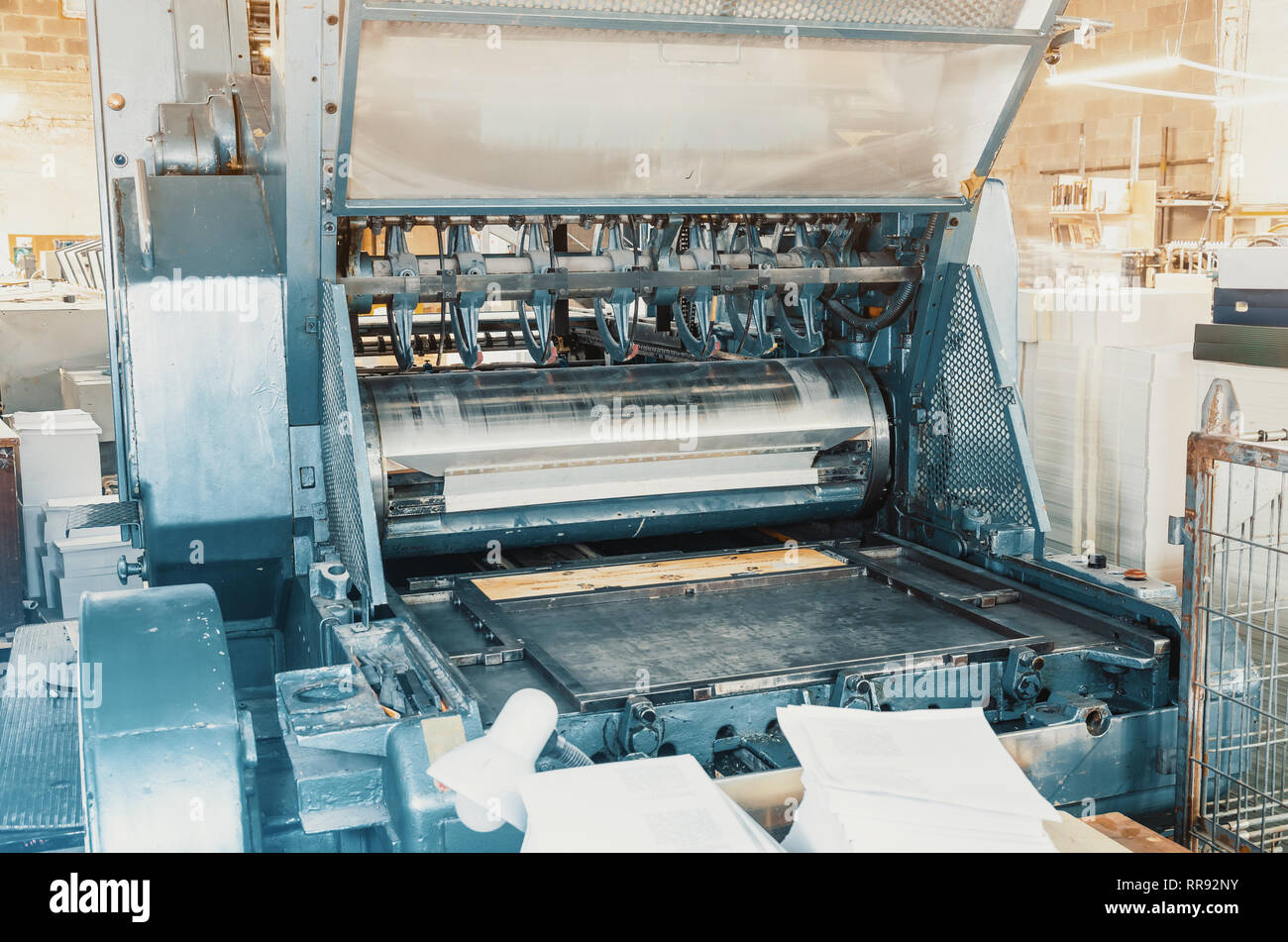 Part of printing machine for cutting cardboard in printing. Box ...