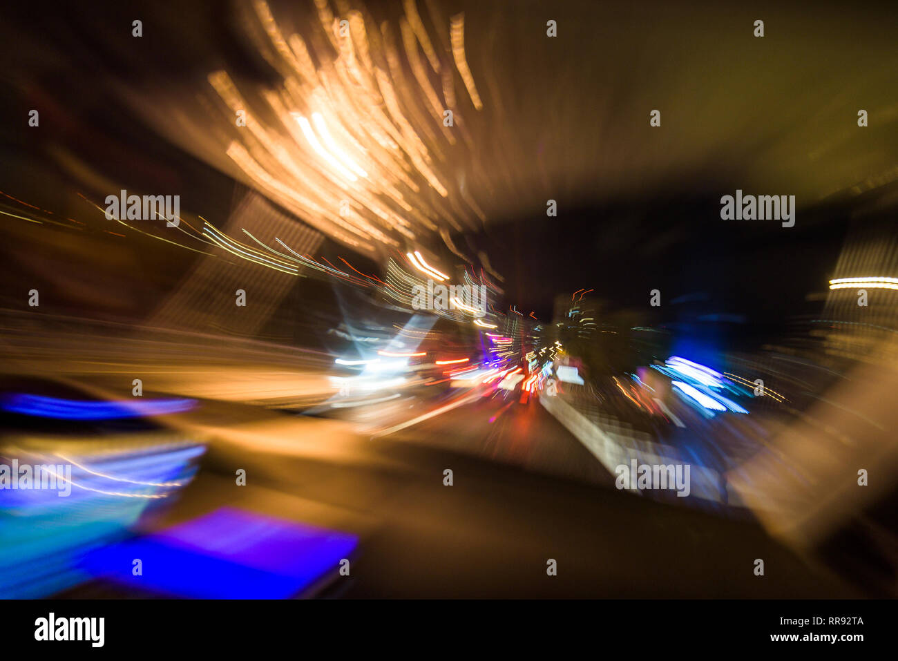 moving night traffic lights trails abstract background Stock Photo - Alamy