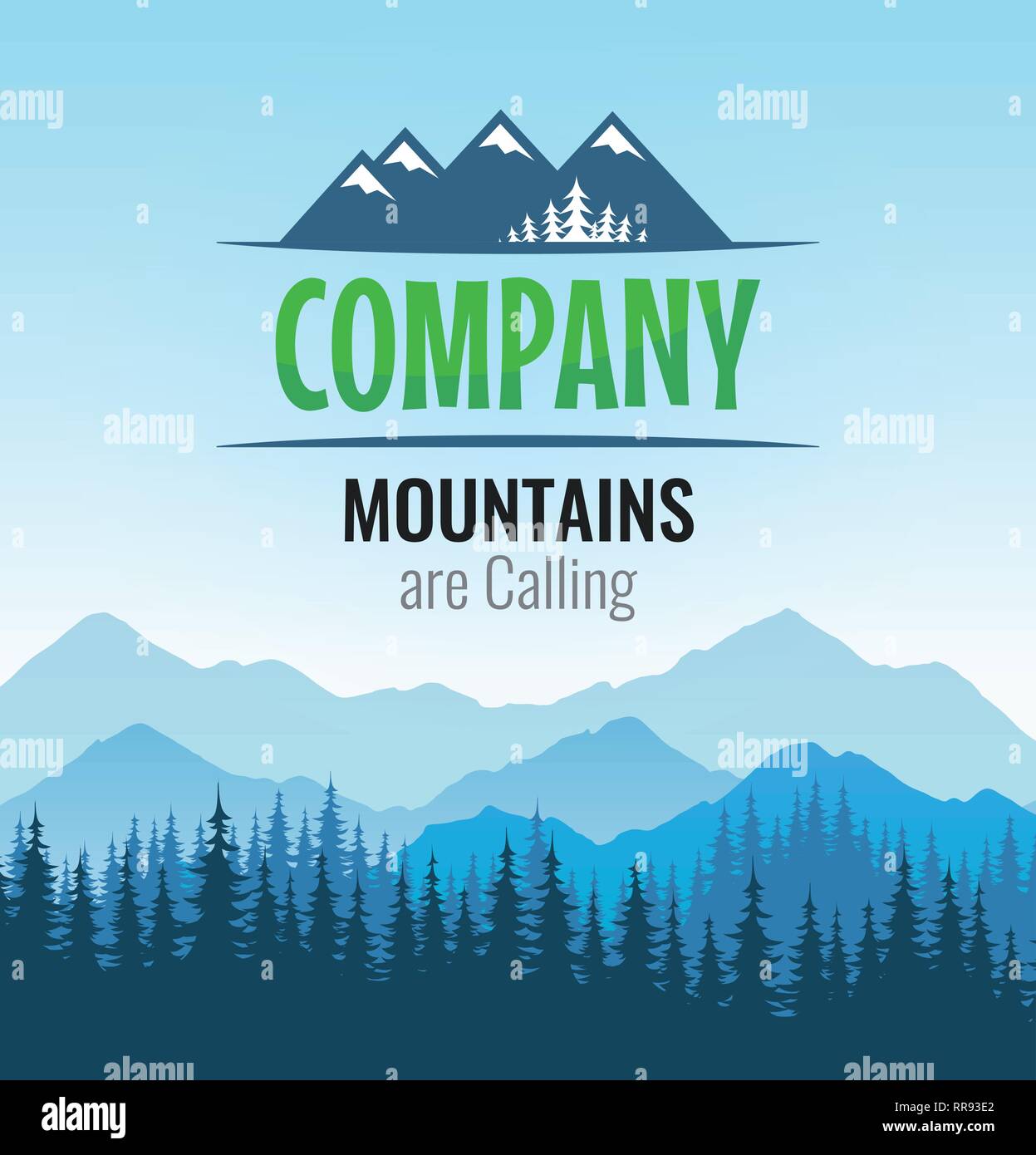 Vector landscape illustration, badge of travel tour company on ...