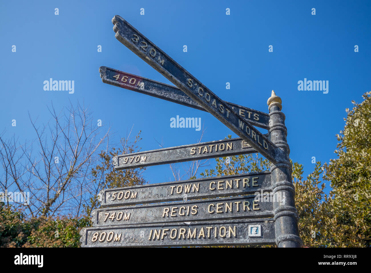 Direction signs in Hotham Park, Bognor Regis, West Sussex, UK Stock ...