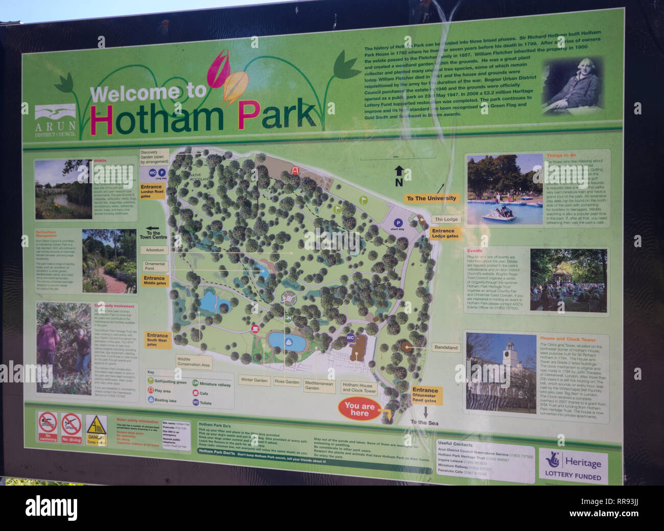 Hotham Park plan sign, Bognor Regis, West Sussex, UK Stock Photo - Alamy