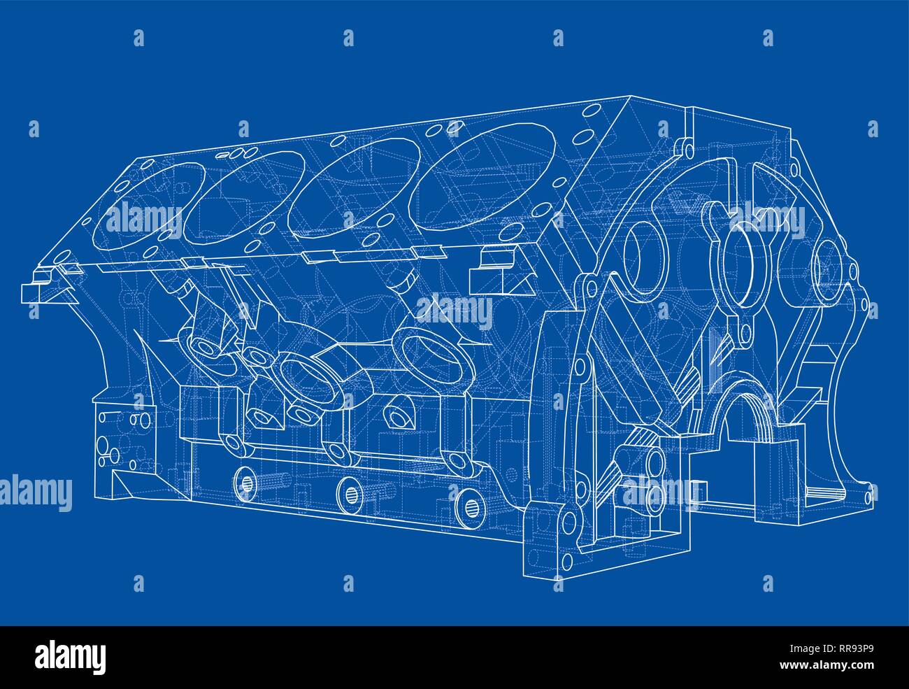 Engine block sketch. Vector rendering of 3d Stock Vector Image & Art ...