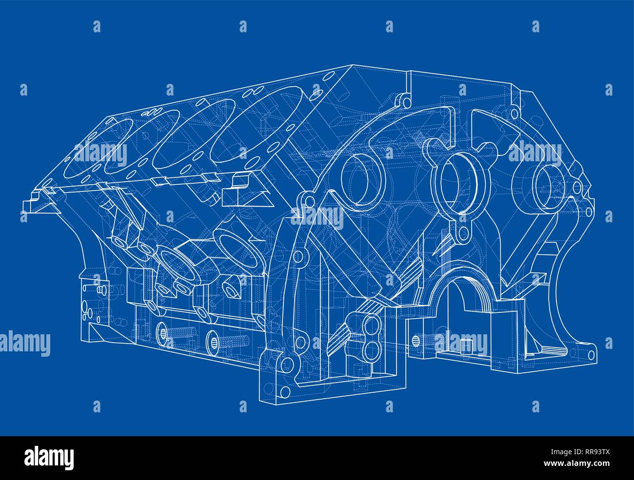 Engine block sketch. Vector rendering of 3d Stock Vector Image & Art ...