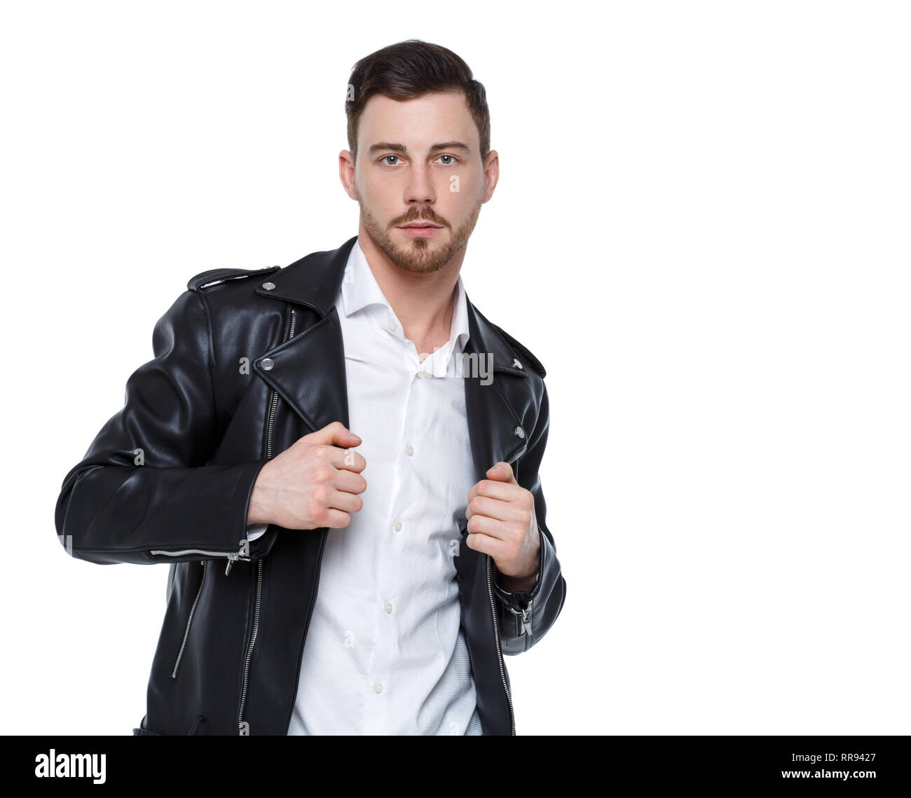 A stylish successful man. Isolated on white background. Front view ...
