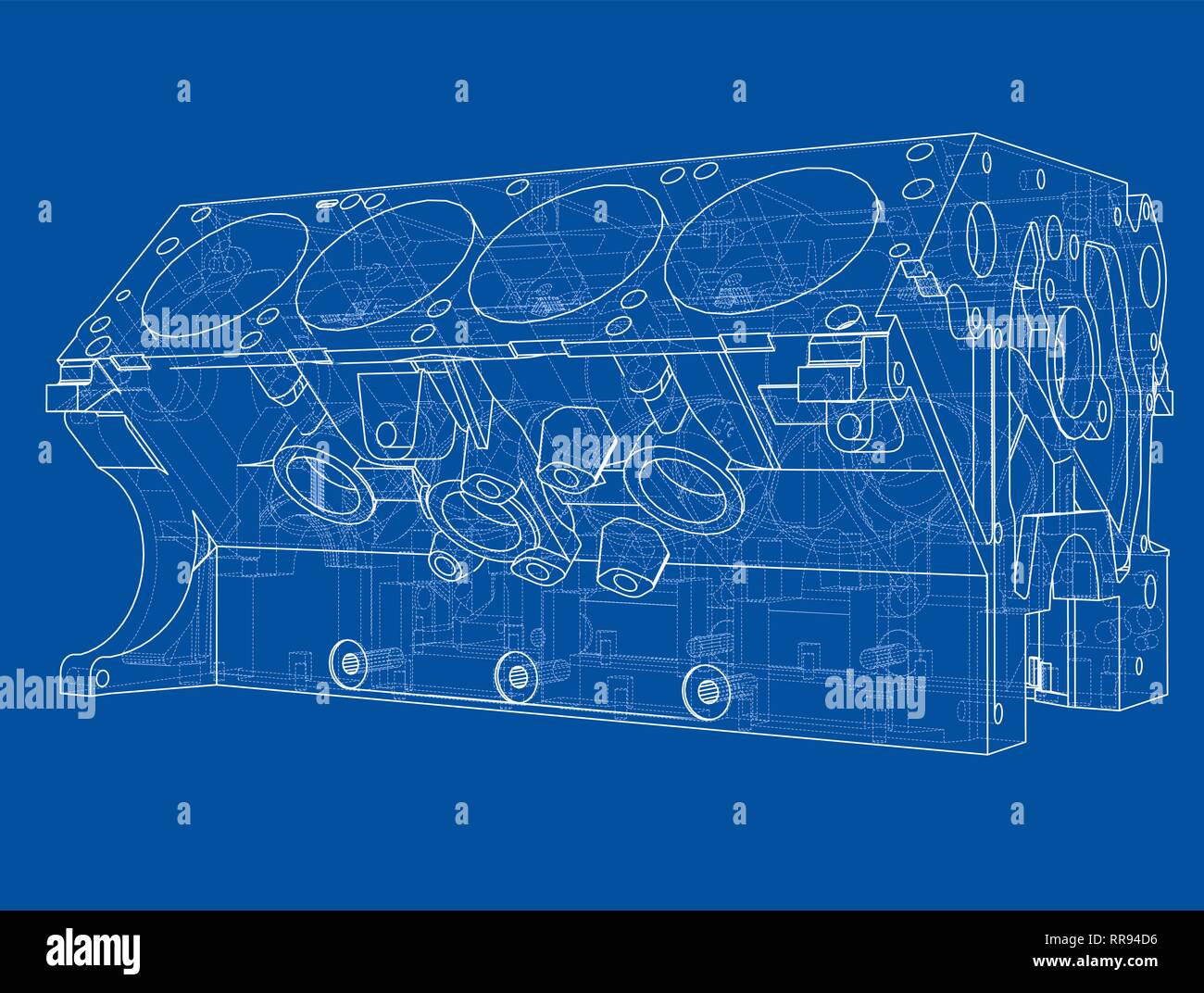 Engine block sketch. Vector rendering of 3d Stock Vector Image & Art ...
