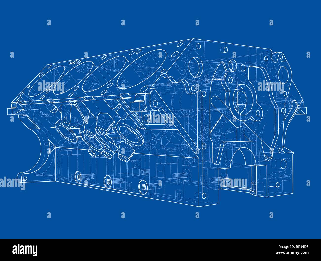 Engine block sketch. Vector rendering of 3d Stock Vector Image & Art ...