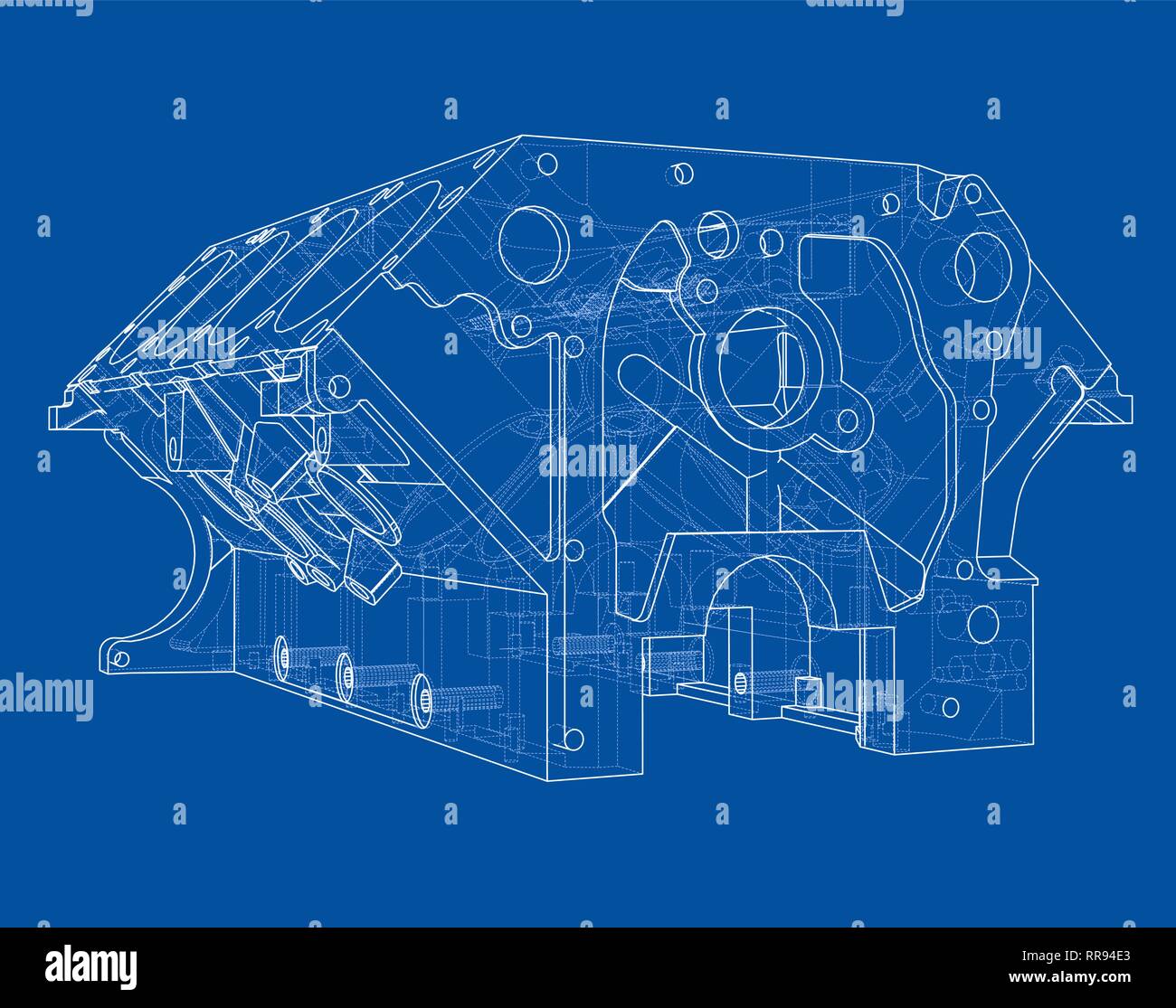 Engine block sketch. Vector rendering of 3d Stock Vector Image & Art ...