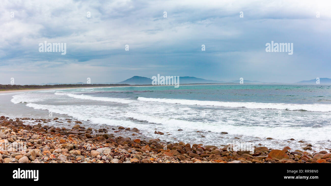 Panoramic landscape of Crowdy Bay beach. Crowdy Head, New South Wales ...