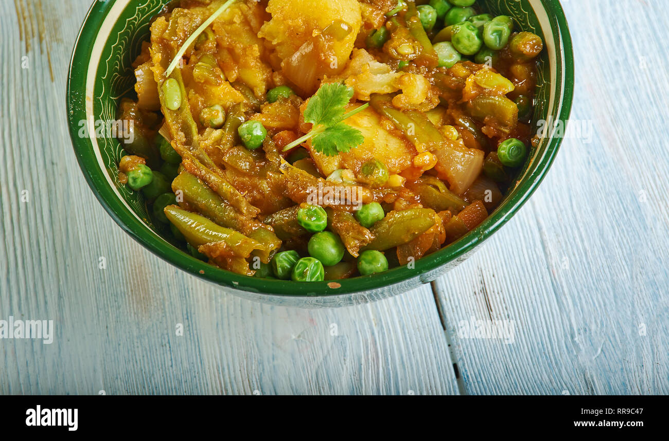 Sem Matar Aloo - Indian Beans and Potato vegetable Stock Photo - Alamy
