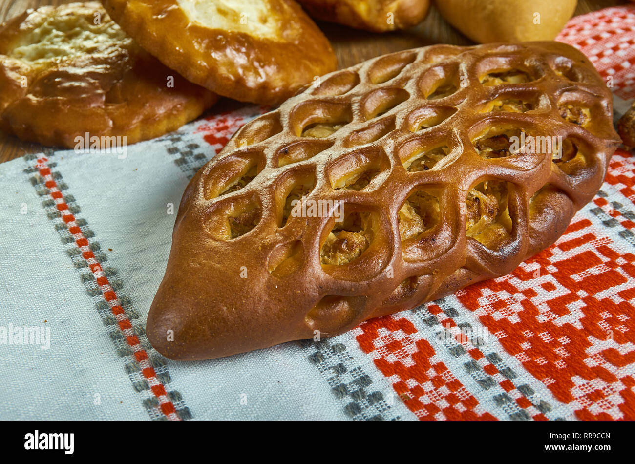 Pirog, Russian traditional pies piroshki , assorted pastry: dishes, Top ...