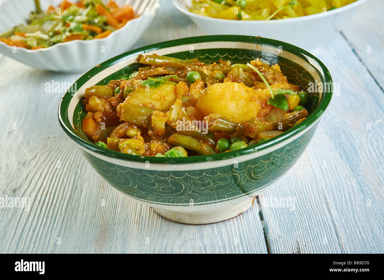 Sem Matar Aloo - Indian Beans and Potato vegetable Stock Photo - Alamy