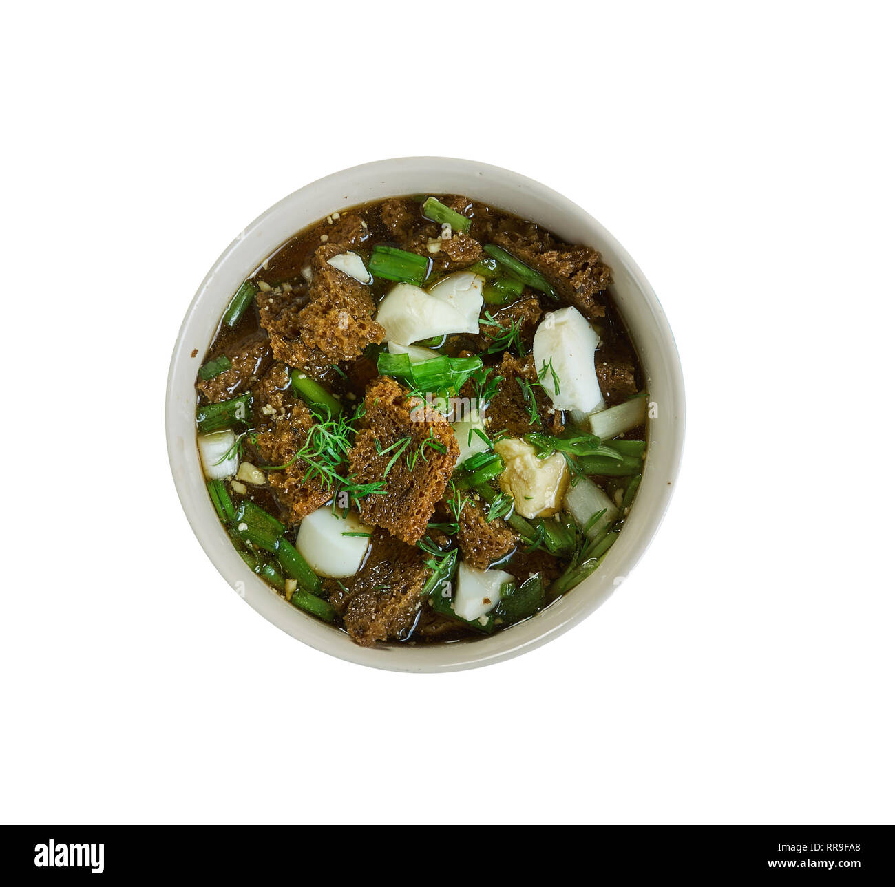 Turya, Russian traditional soups , assorted dishes, Top view Stock ...