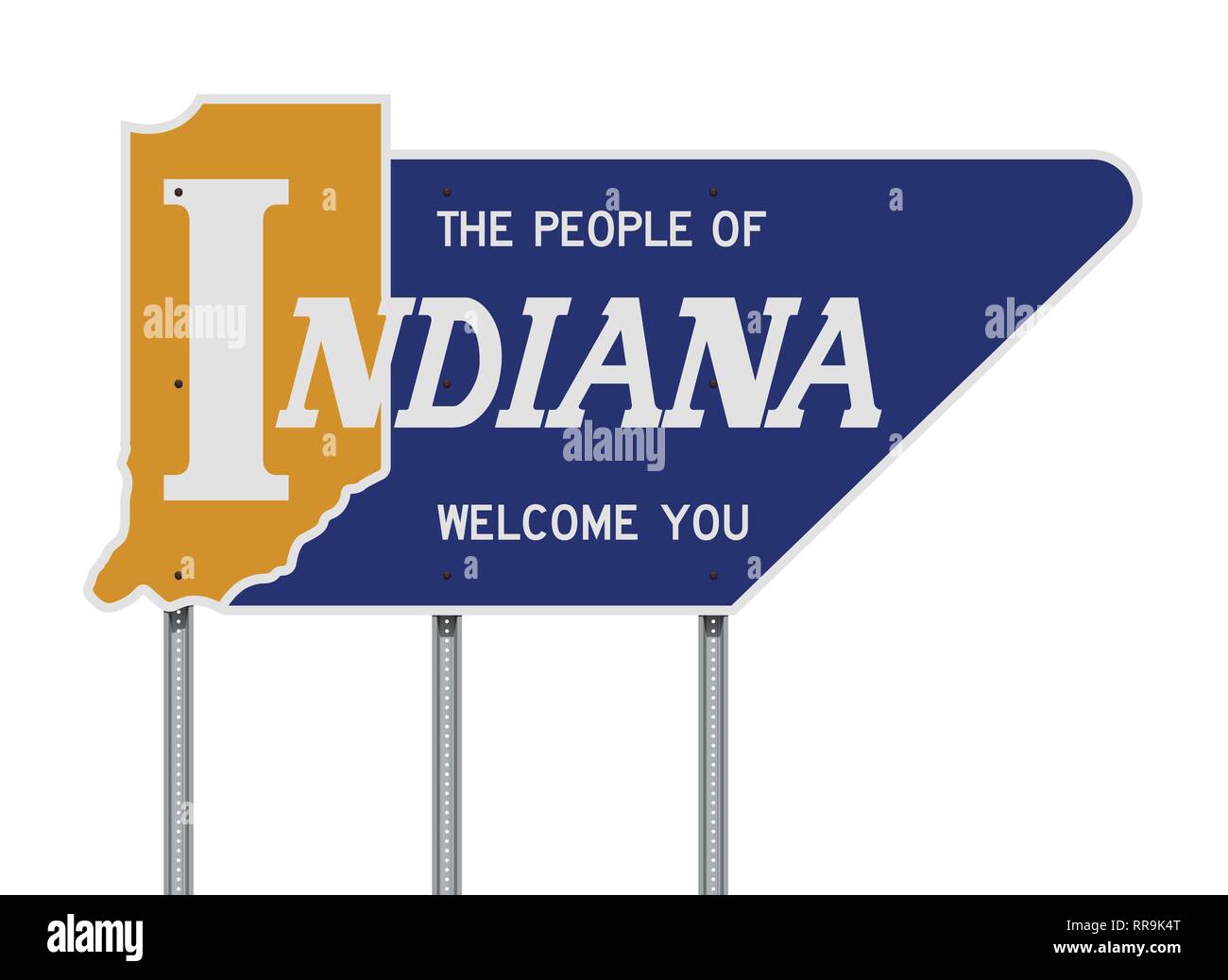 Vector illustration of the Indiana Welcome You road sign Stock Vector ...