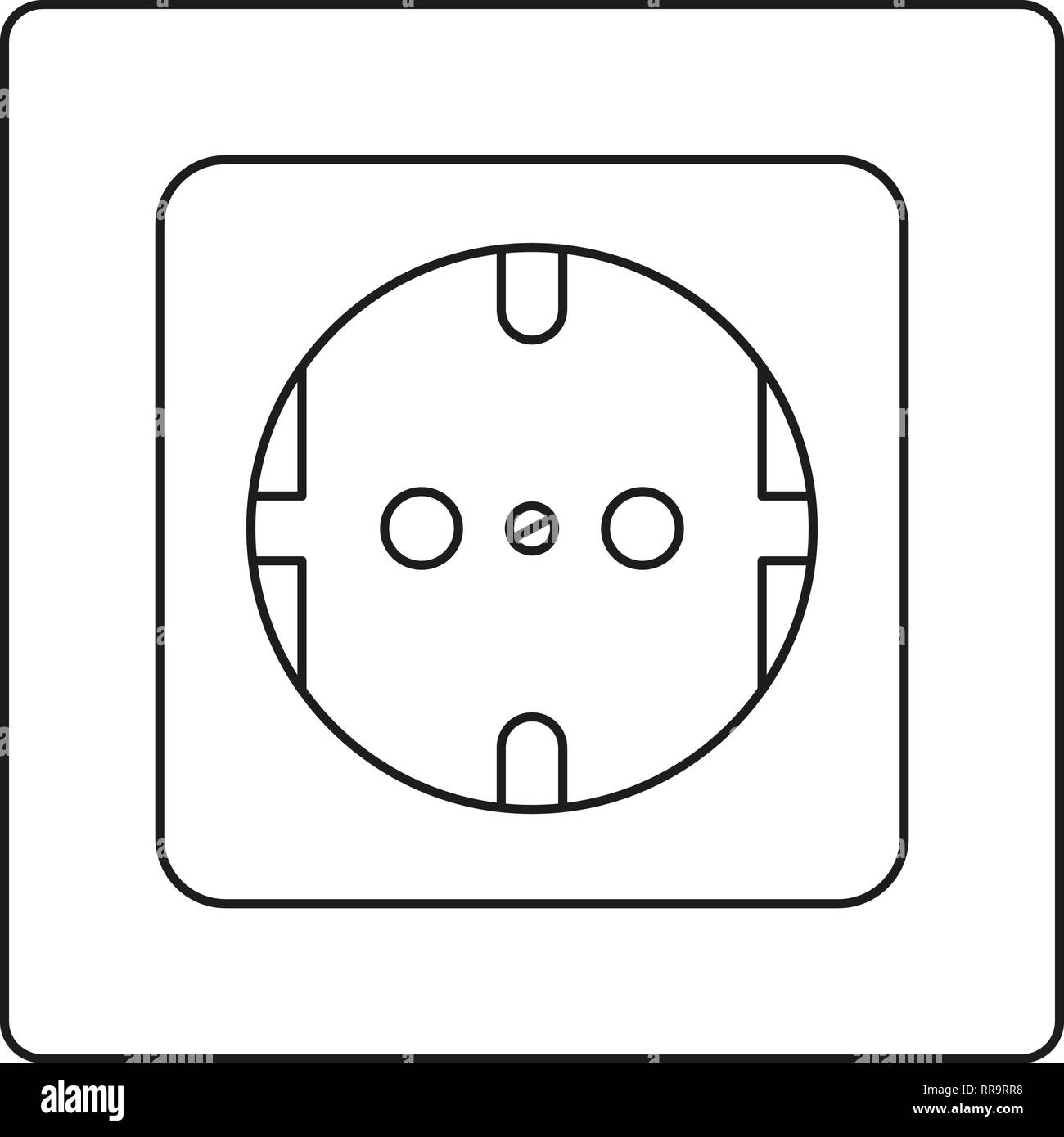 Line art black and white F type electric socket Stock Vector Image ...