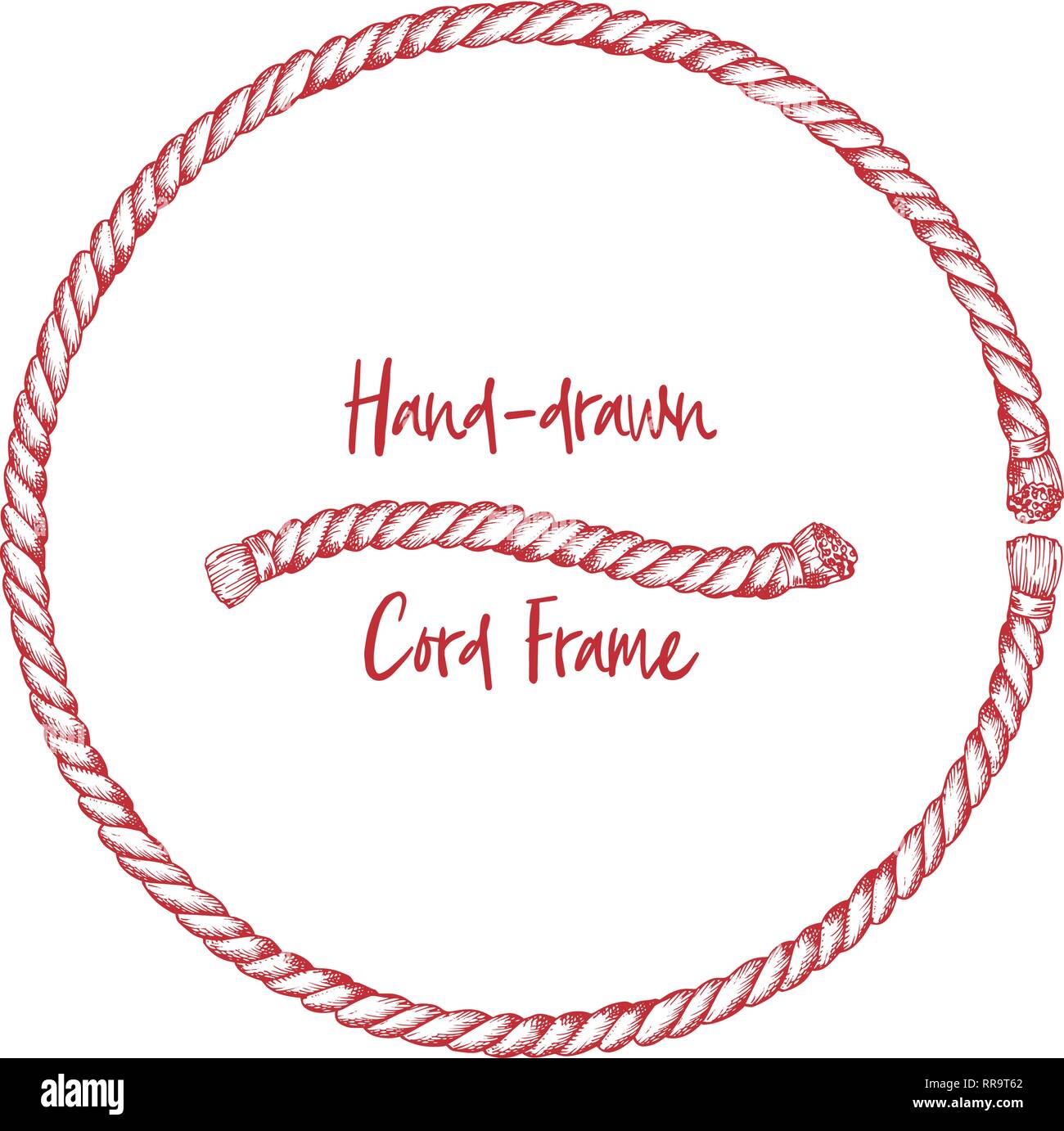 Hand-drawn cord frame in vintage engraving art style isolated on white ...