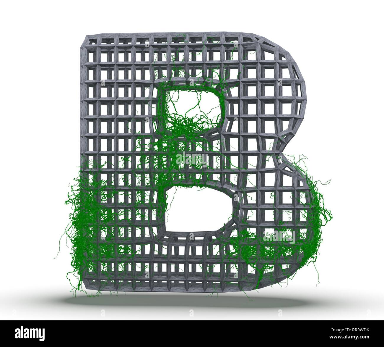 Concrete Capital Letter - B from which the vine grows, isolated on ...