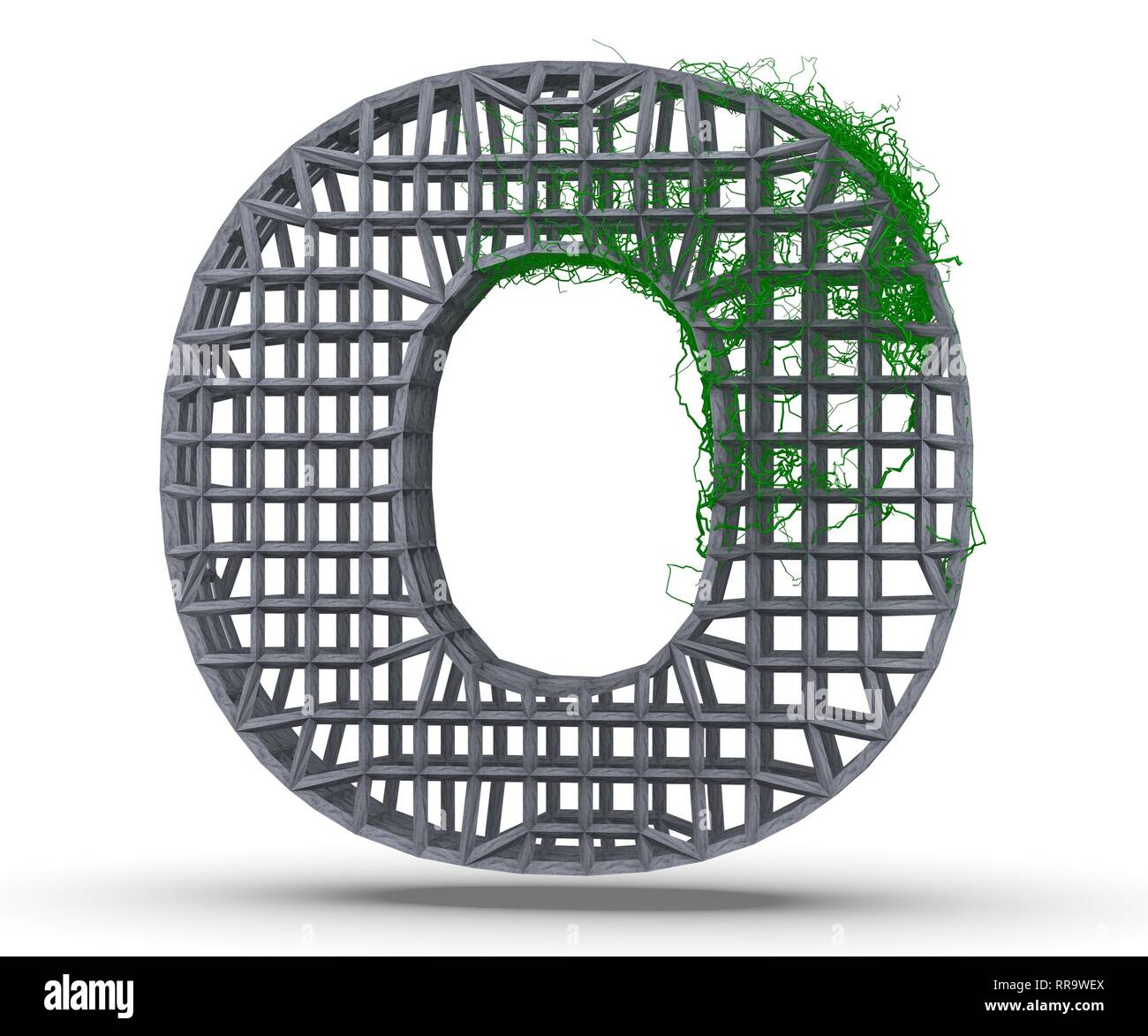 Concrete Capital Letter - O from which the vine grows, isolated on ...