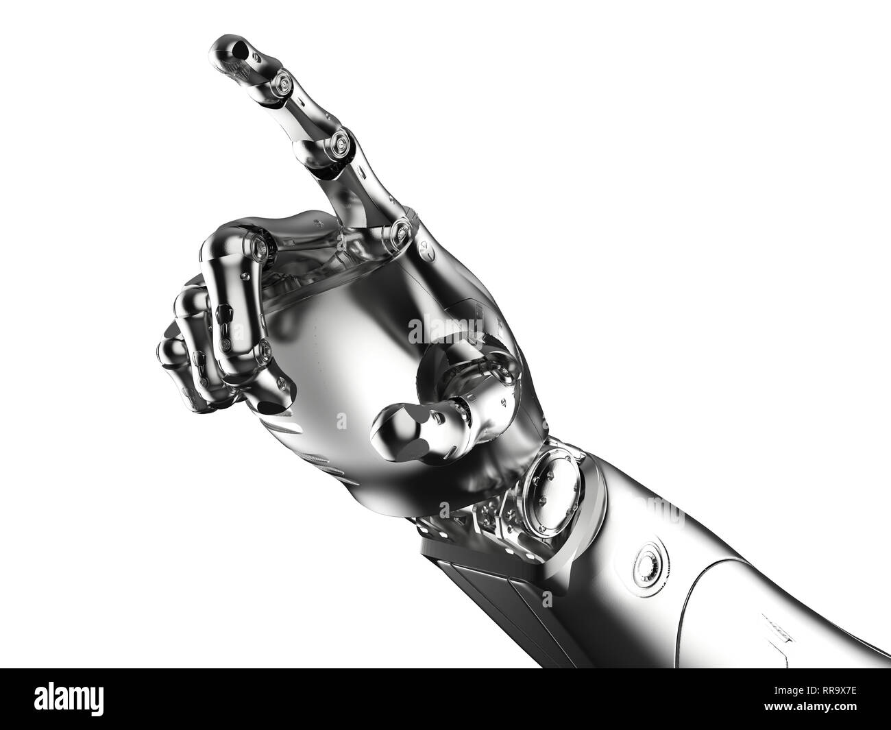 3d rendering robotic hand pointing isolated on white Stock Photo - Alamy