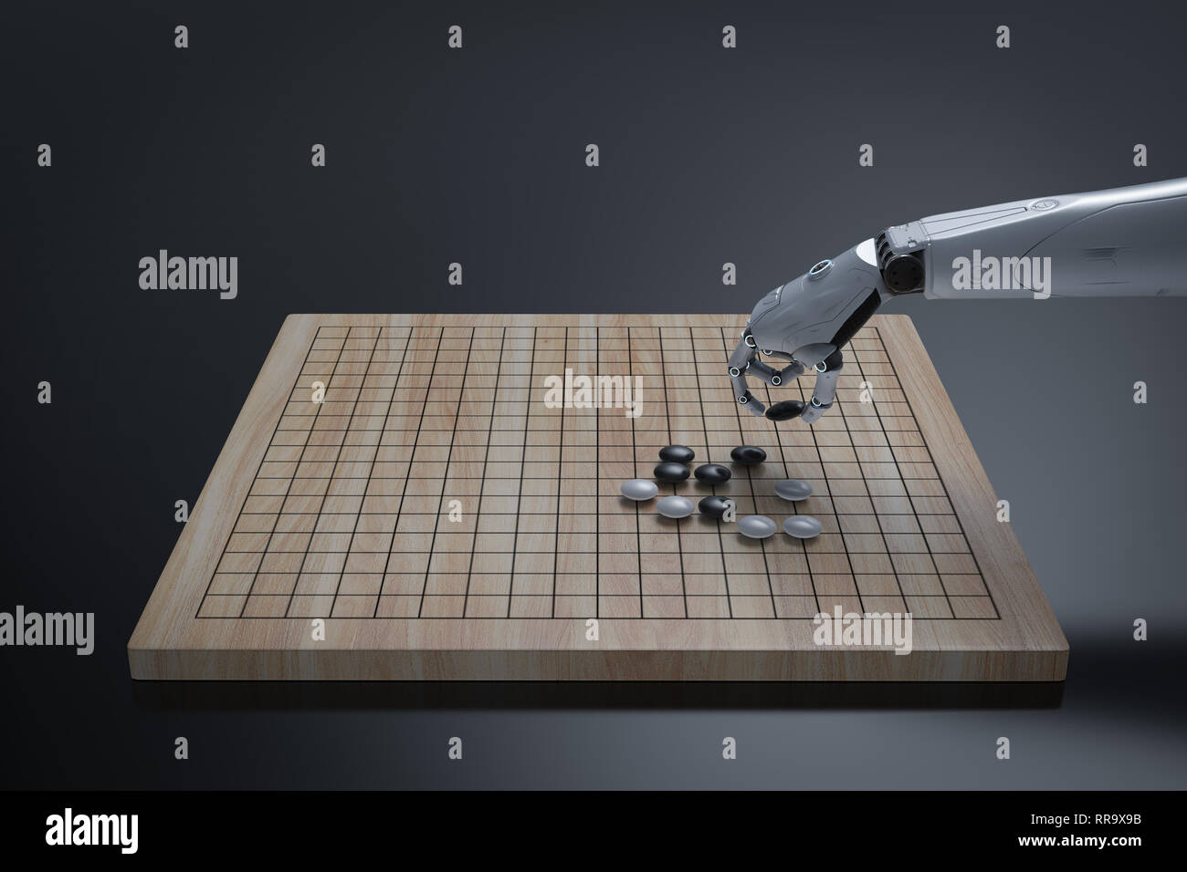 Machine learning concept with 3d rendering artificial Intelligence ...