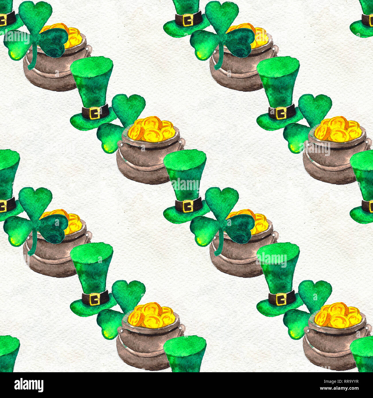 Seamless hand drawn background with St. Patrick's Day symbols Stock ...