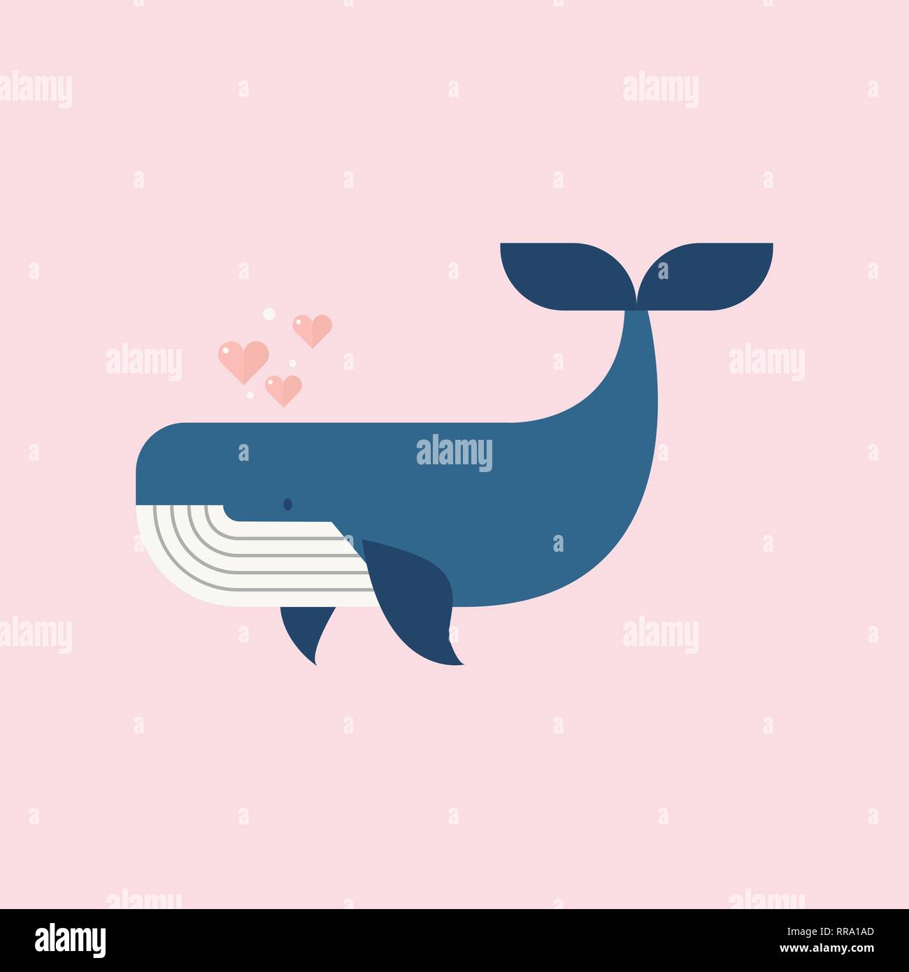 Blue whale with hearts. Vector illustration Stock Vector Image & Art ...
