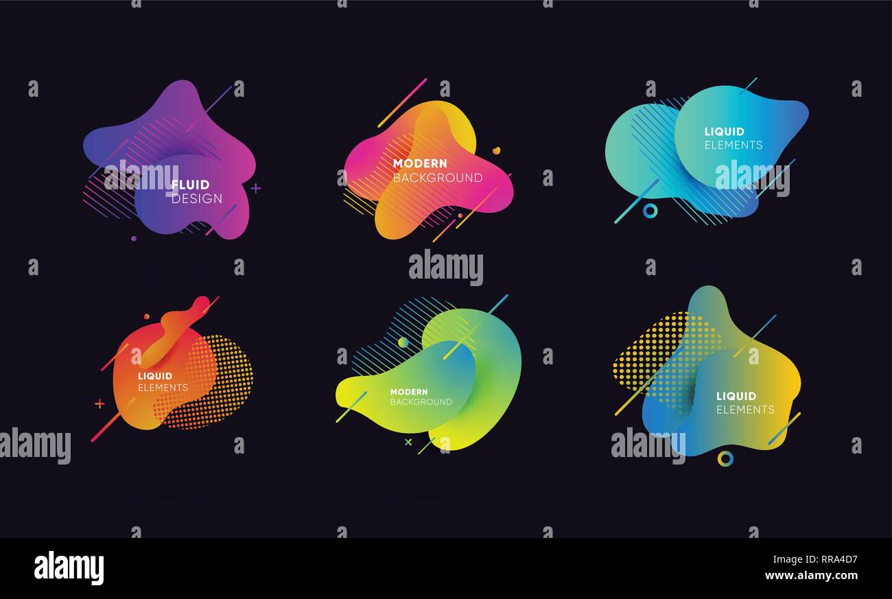 Dynamical colored graphic elements. Gradient abstract banners with ...