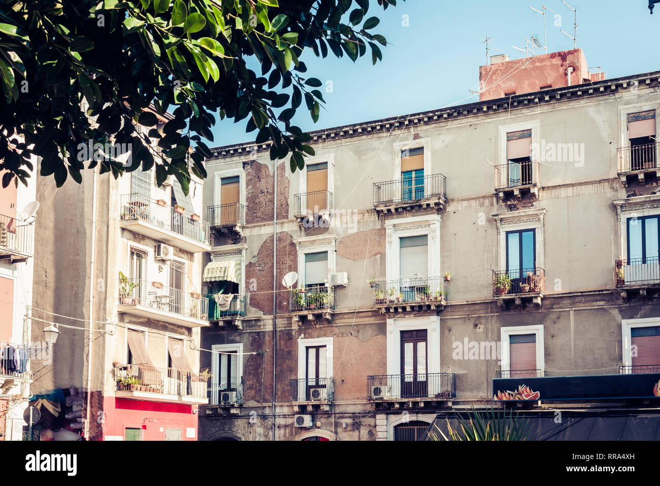 Beautiful cityscape of Italy, historical street of Catania, Sicily ...