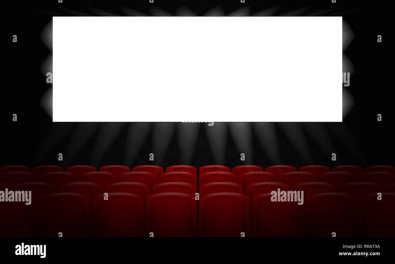 Movie cinema with empty white screen for poster design. 3d Vector ...